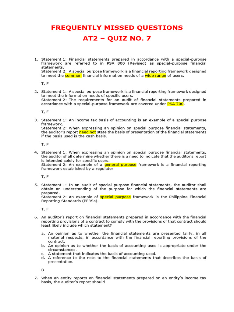 FMQ At2 Quiz 7 PDF | PDF