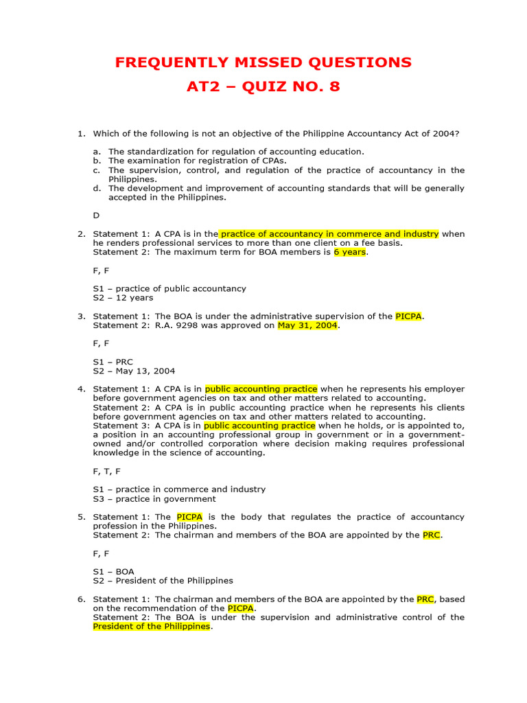 FMQ At2 Quiz 8 PDF | PDF