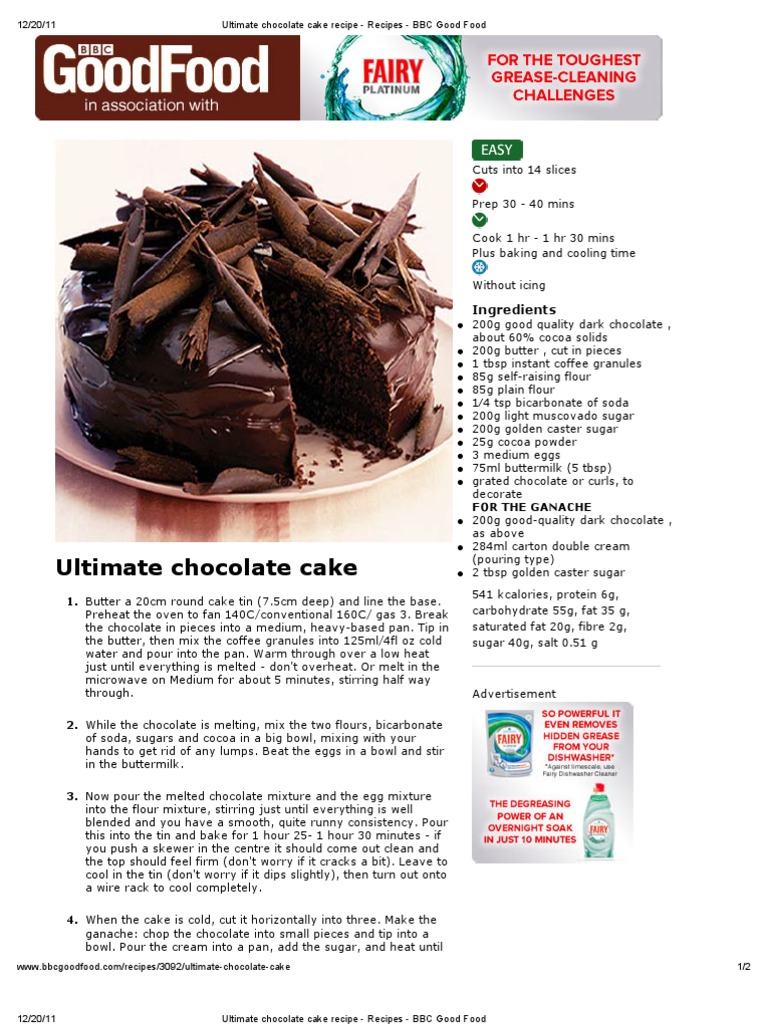 Ultimate Chocolate Cake Recipe | PDF | Chocolate | Butter