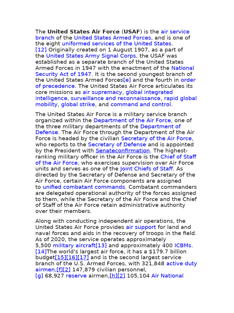 The United States All Air Force | PDF
