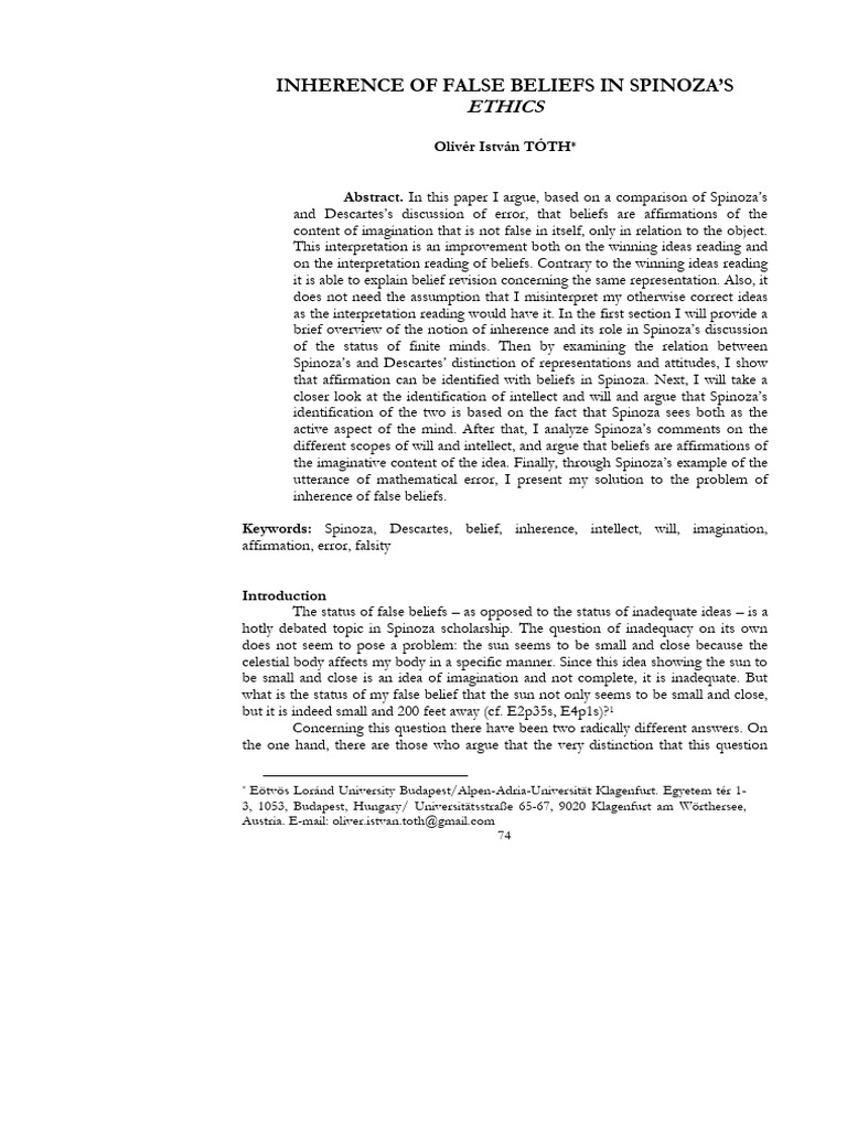 Inherence of False Beliefs in Spinozas E | PDF