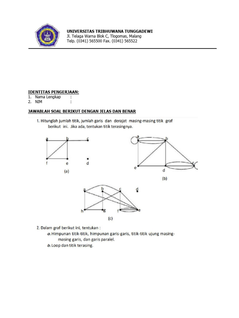 Soal Uas Teori Graph 20232024 | PDF Soal Uas Teori Graph 20232024 | PDF