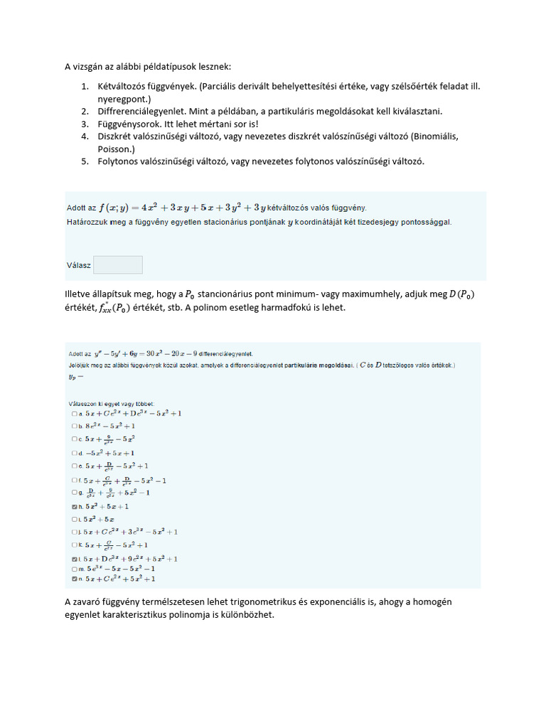 Vizsga Minta Feladatok 1 | PDF