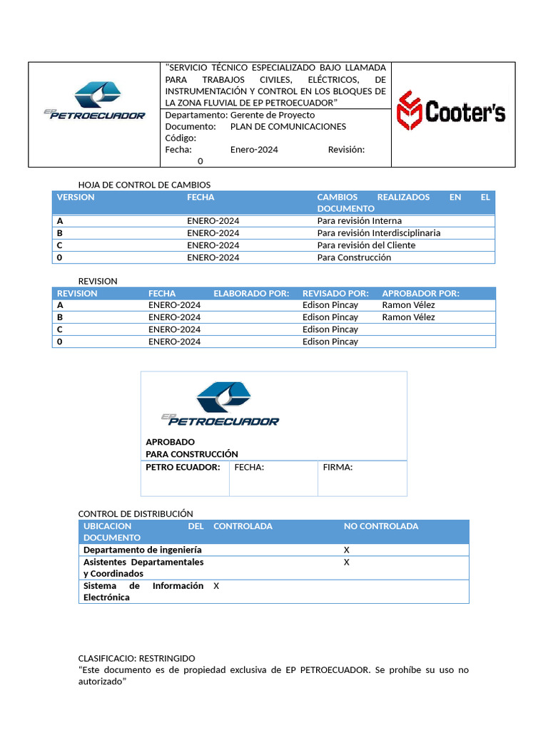 Plan De Comunicaciones Pdf