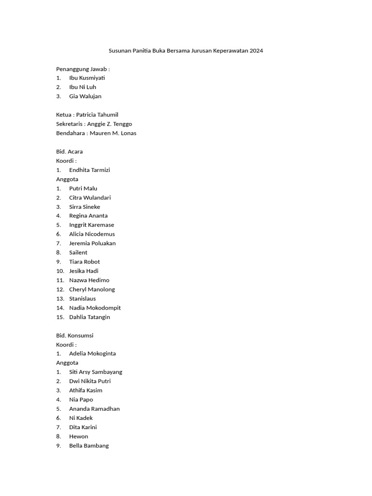 Susunan Panitia Bukber | PDF