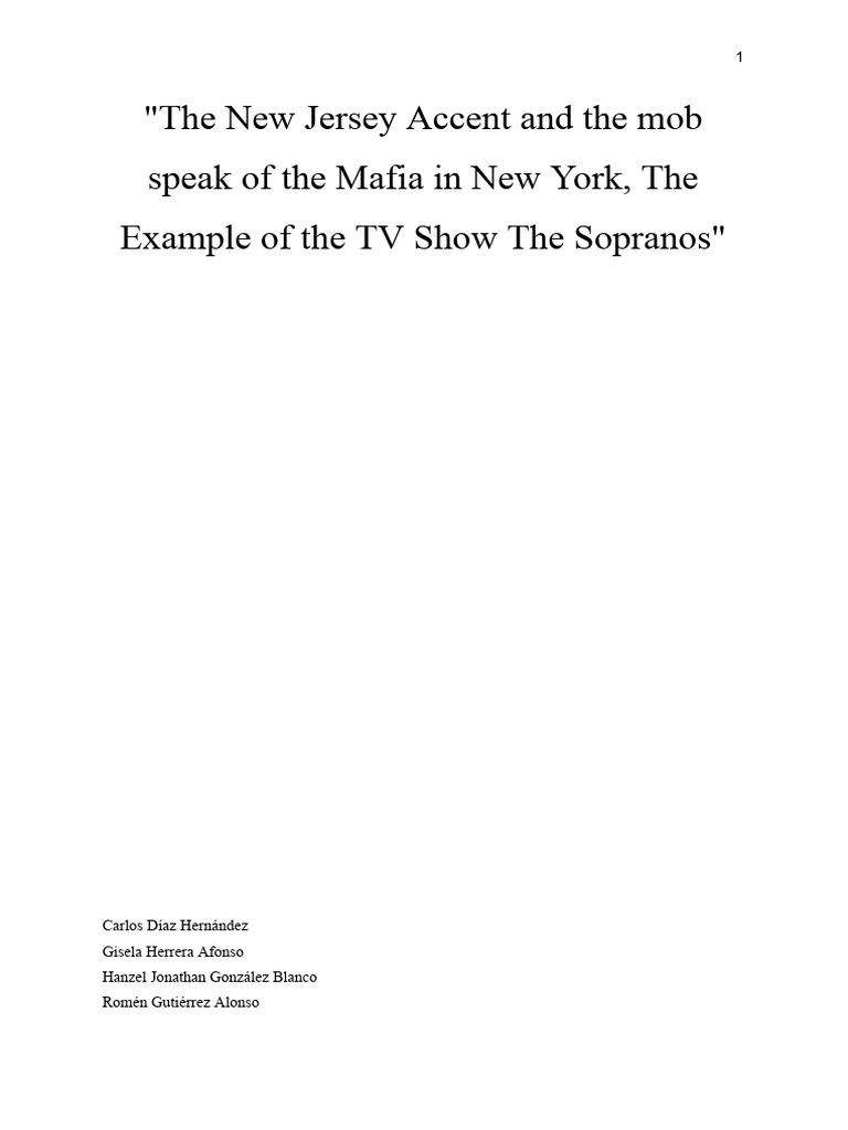 The New Jersey Accent in - The Sopranos | PDF | Sicilian Mafia | Crime & Violence