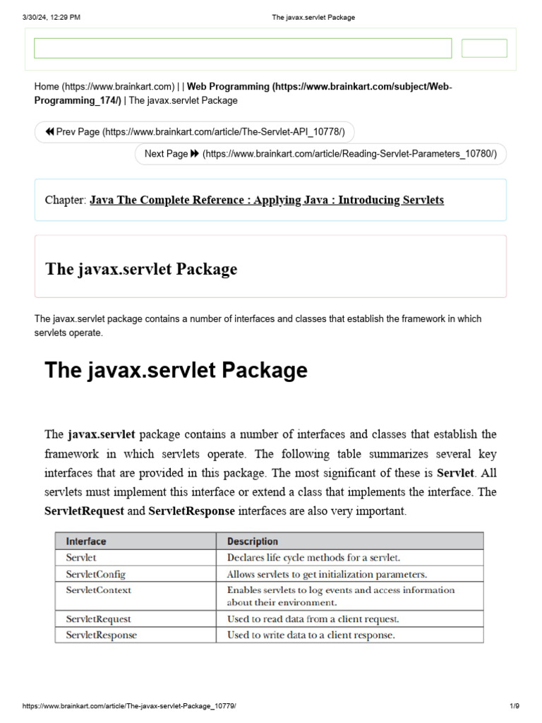 The Javax - Servlet Package | PDF