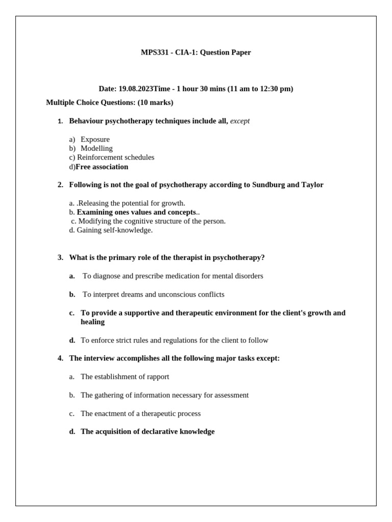 CIA Answer Key | PDF