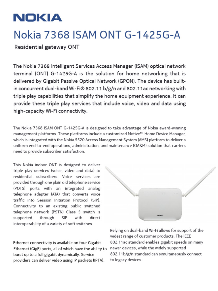 7368 ISAM ONT G 1425G A Datasheet 020321 | PDF