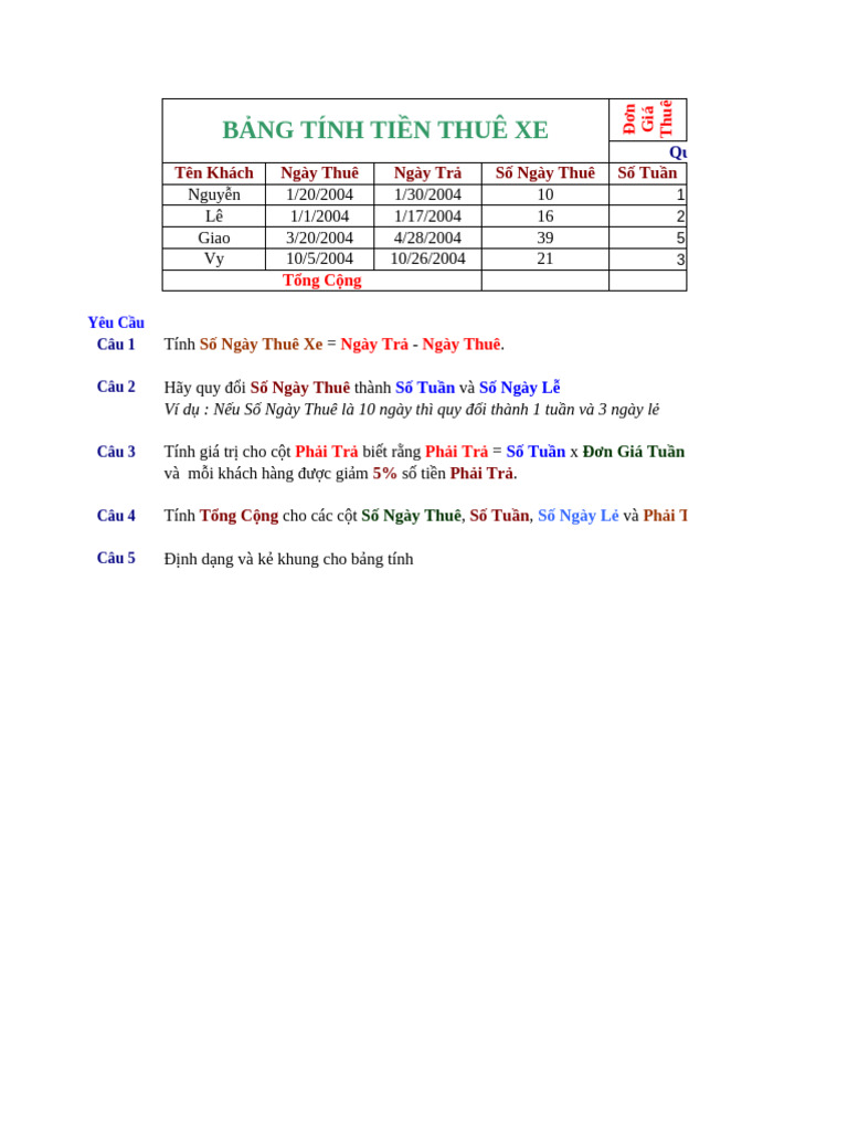 Bai Tap Thuc Hanh Excel11 | PDF