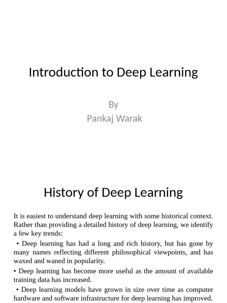 Chapter 1 - Introduction To Deep Learning | PDF