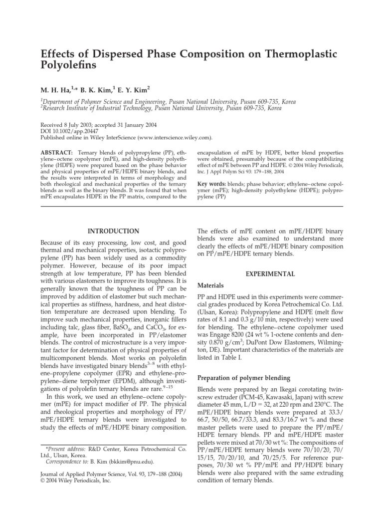 Effects of Dispersed Phase Composition On Thermoplastic | PDF