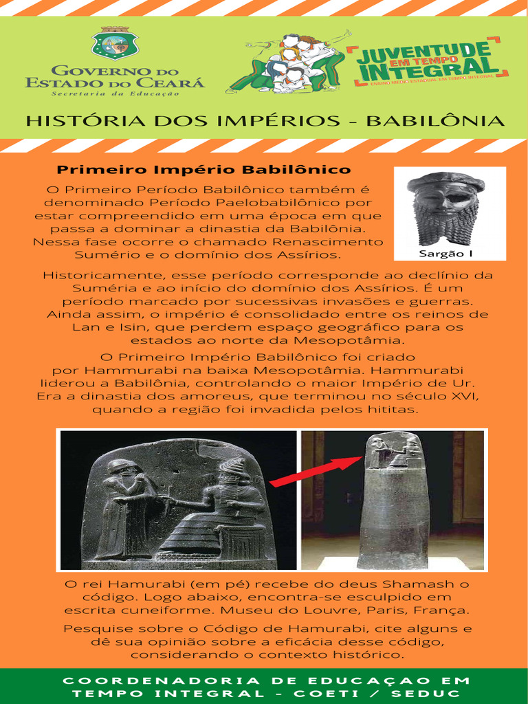 CHS019 HISTORIA DOS IMPERIOS 1o Imperio Babilonico | PDF