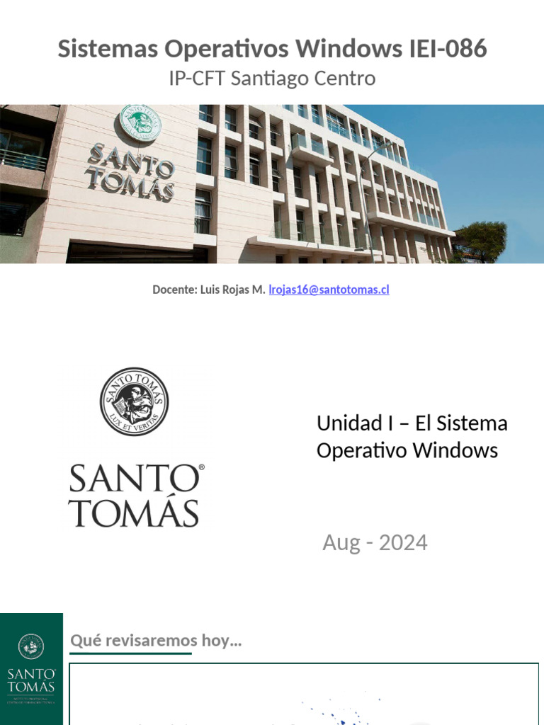 Unidad I - Sistemas - Operativos - Windows - Clase - 2 - 21082024 | PDF