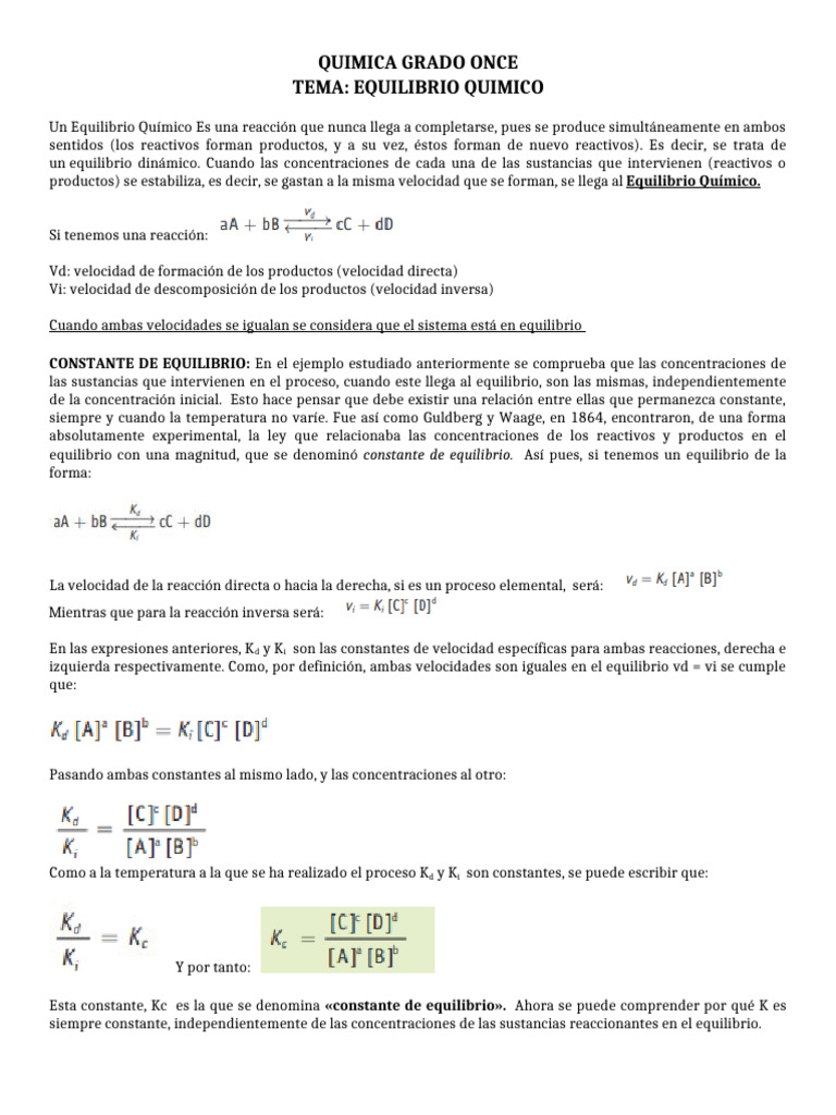 Equilibrio Quimico | PDF