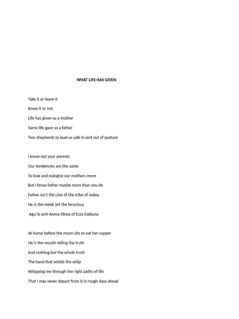 What Life Has Given | PDF