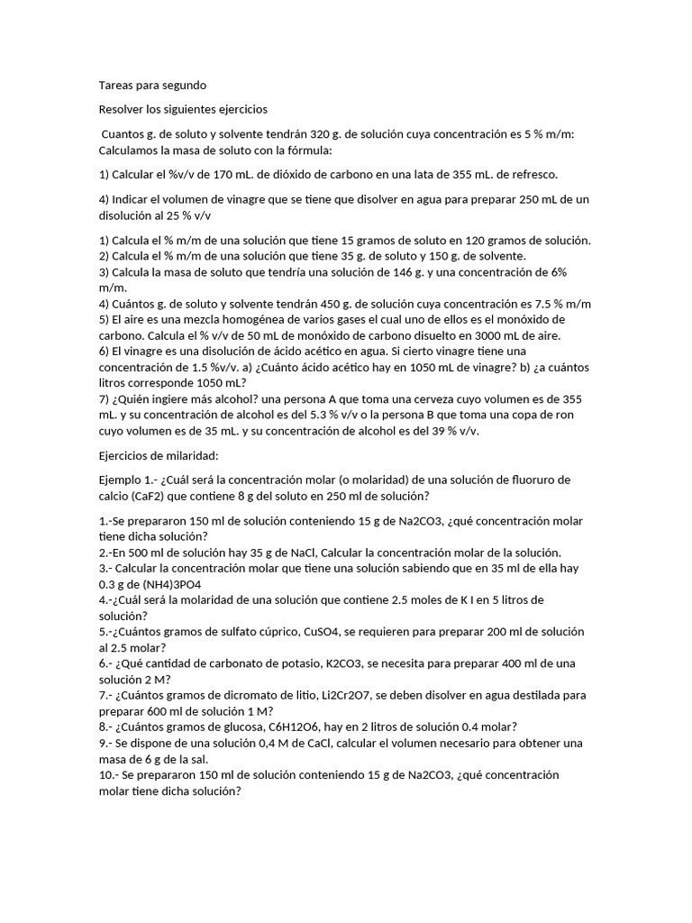 Tareas para segundo | PDF