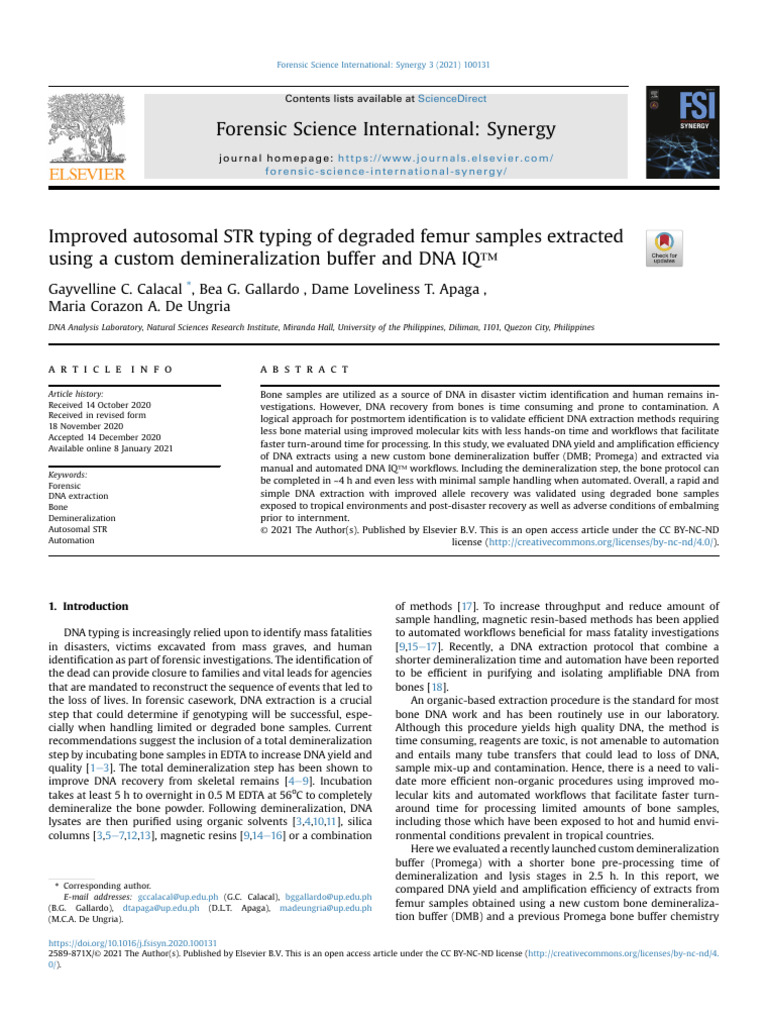 Improved Autosomal STR Typing of Degraded Femur Samples | PDF ...