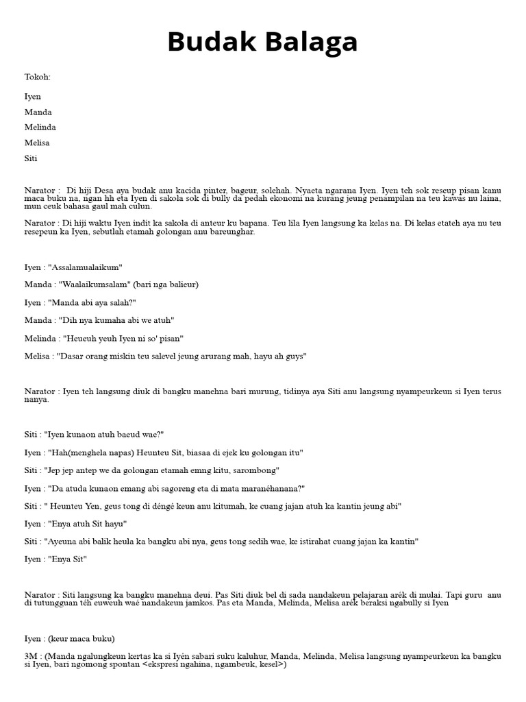 Drama Sunda Budak Balaga | PDF