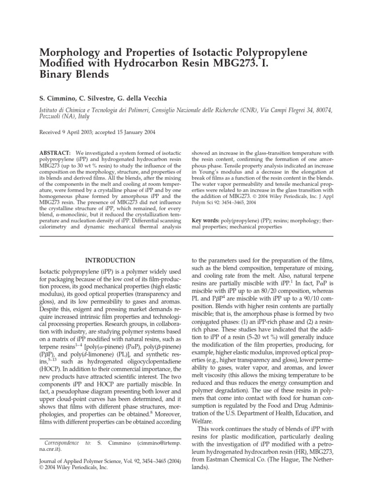 Morphology and Properties of Isotactic Polypropylene | PDF