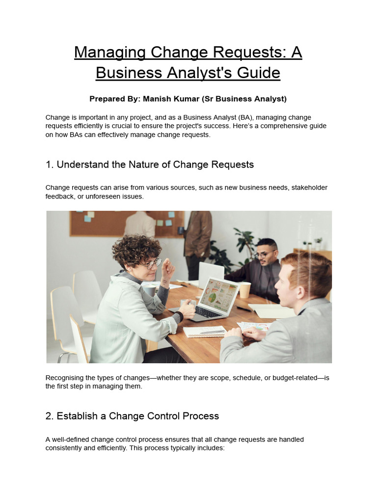 Managing Change Requests - A Business Analyst's Guide | PDF | Business