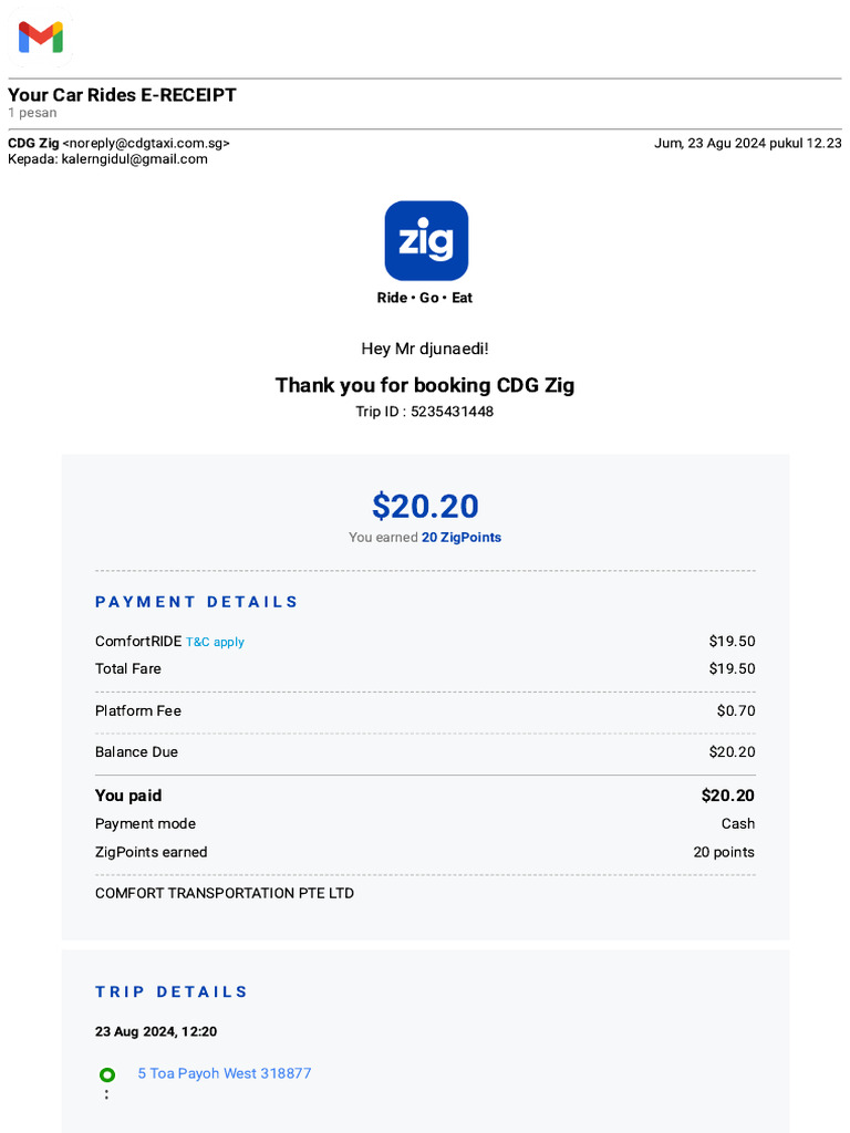 Gmail - Your Car Rides E-RECEIPT | PDF