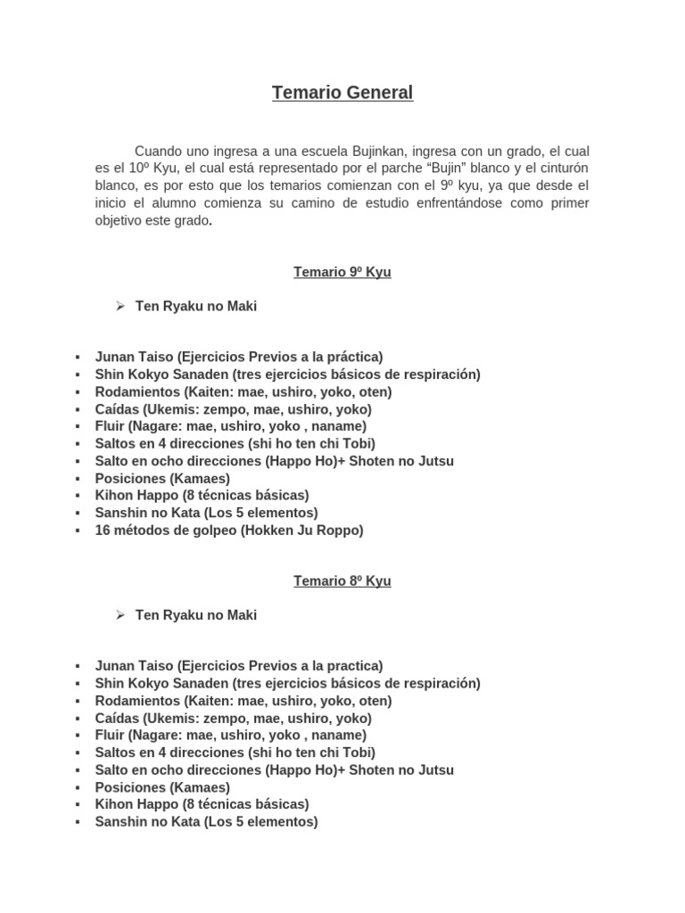 Temario General 1 | PDF