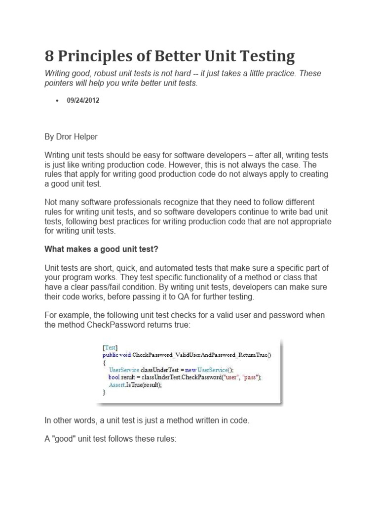03 - 8 Principles of Better Unit Testing - Enterprise Systems | PDF