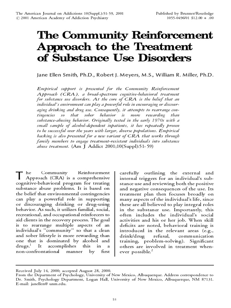 The Community Reinforcement Approach To The Treatment of Substance Use ...