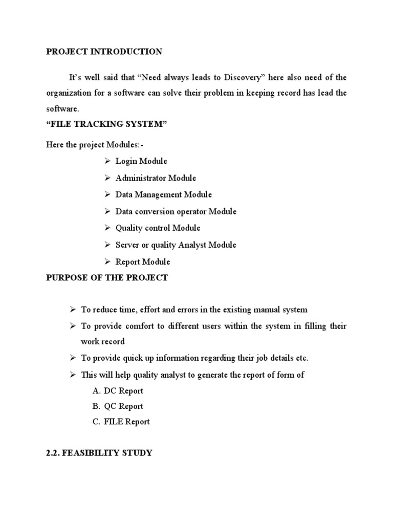 File Tracking System | PDF | Feasibility Study | Intelligence Analysis