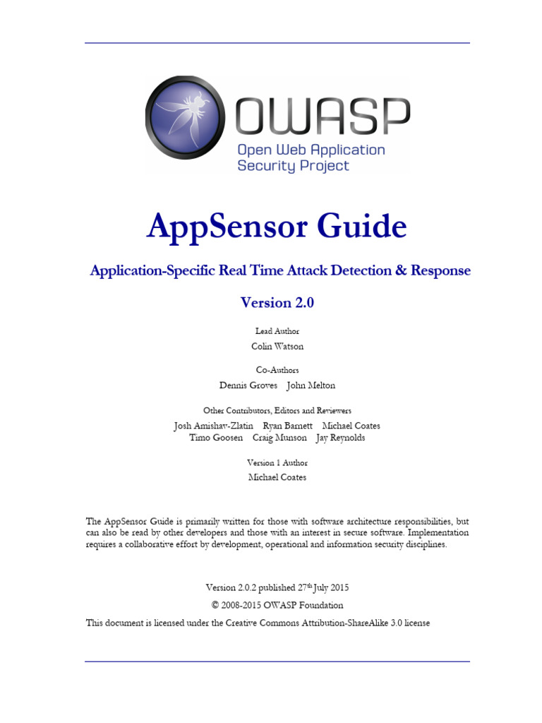 Owasp Appsensor Guide v2 | PDF