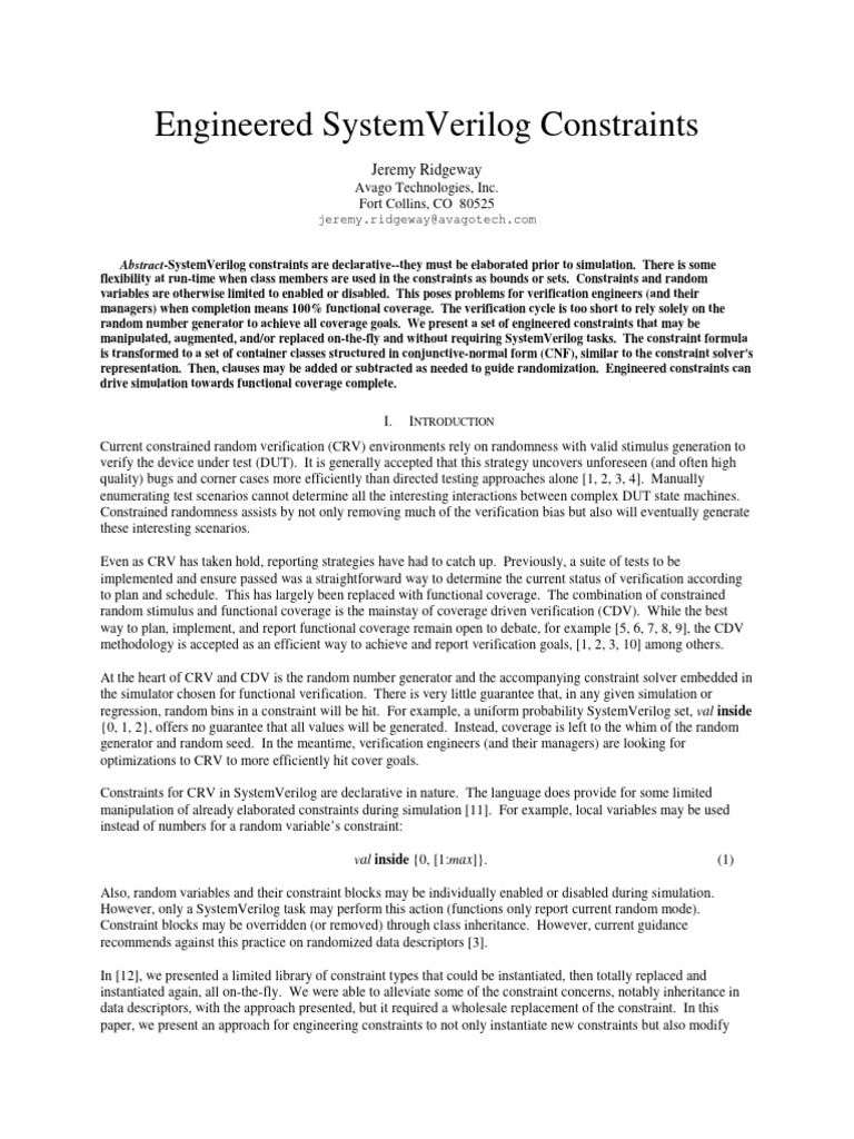 Engineered Systemverilog Constraints | PDF