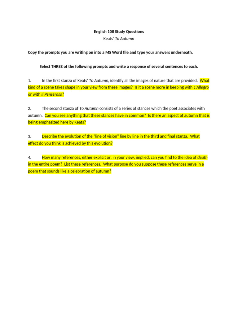 Keats (To Autumn) | PDF