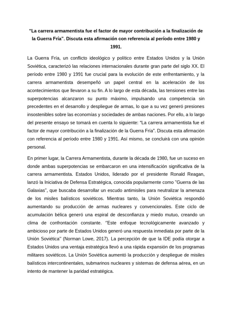 Ensayos Prueba 2 - Historia HL - IB | PDF
