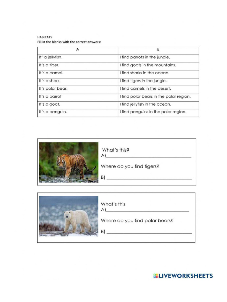 4 Animals Habitat Part 2 | PDF