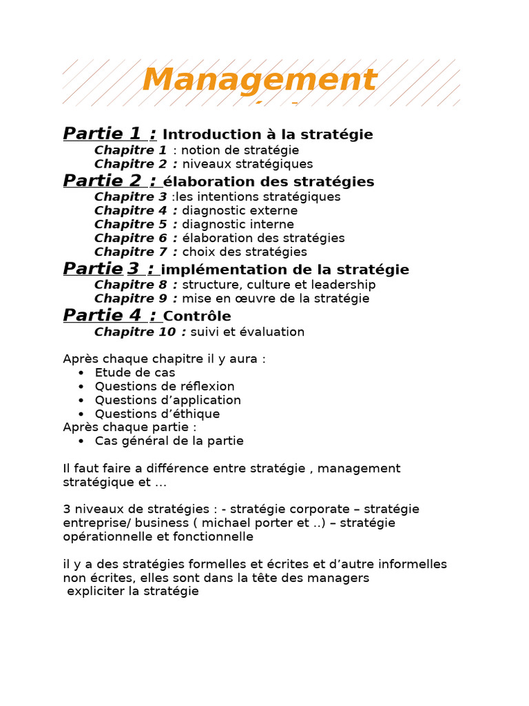 Management Stratégique Cours | PDF