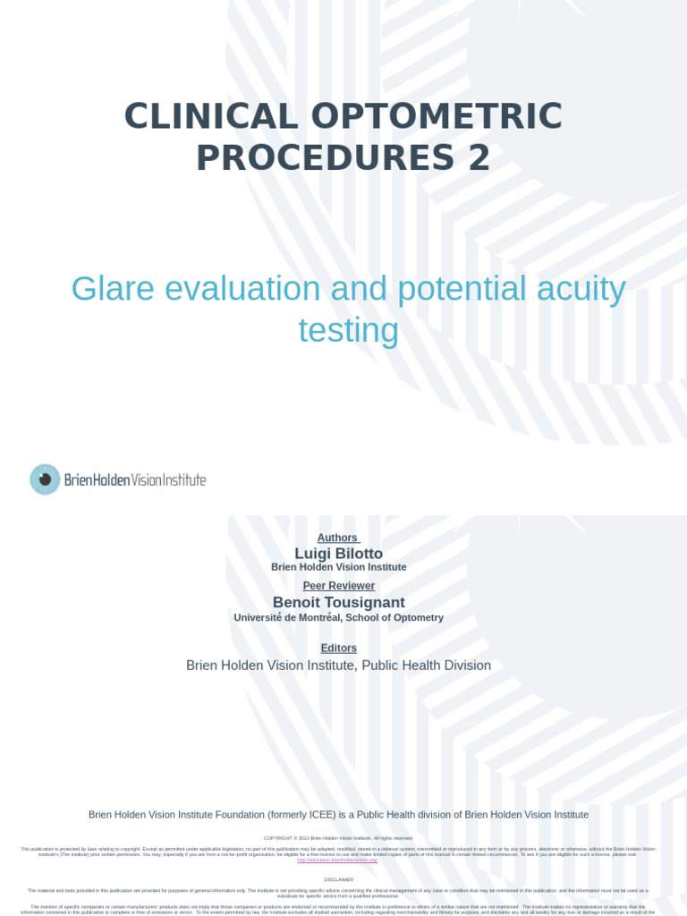 16 Glare Evaluation and Potential Acuity Testing | PDF
