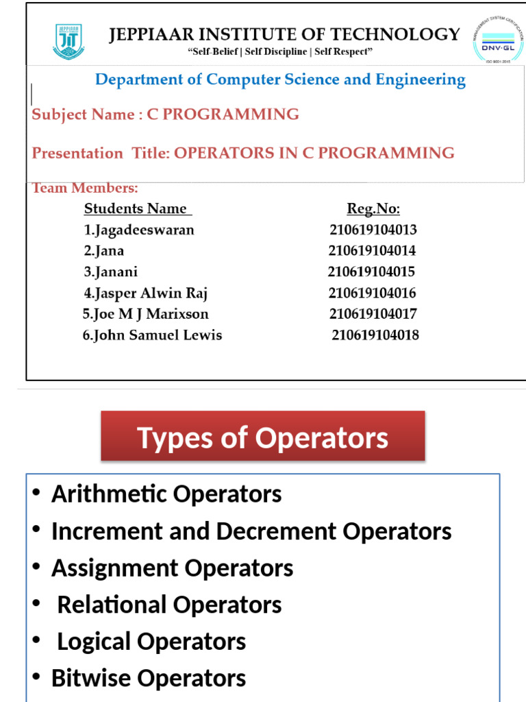 Operators in C Programming | PDF