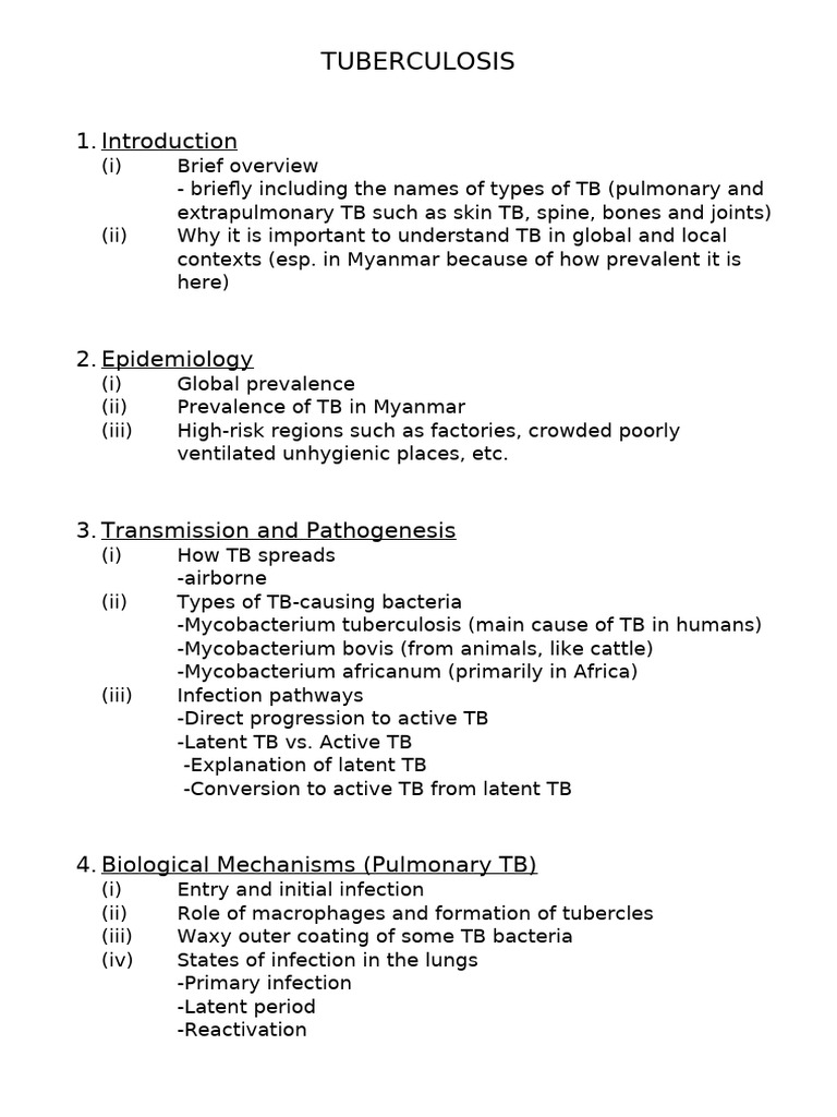 Tuberculosis Presentation Outline | PDF