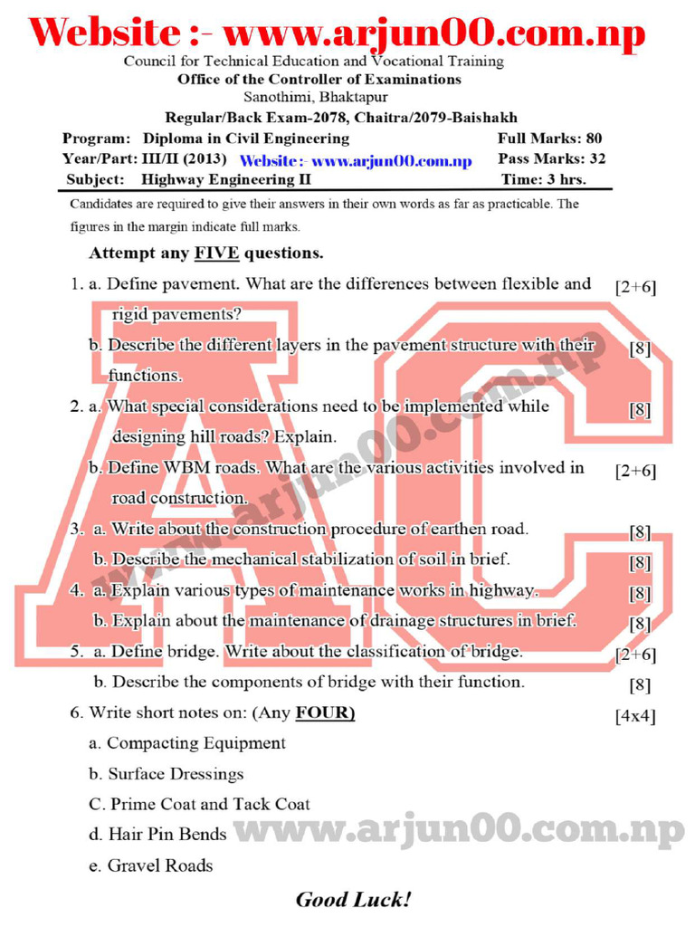 Highway Engineering II 2078 | PDF