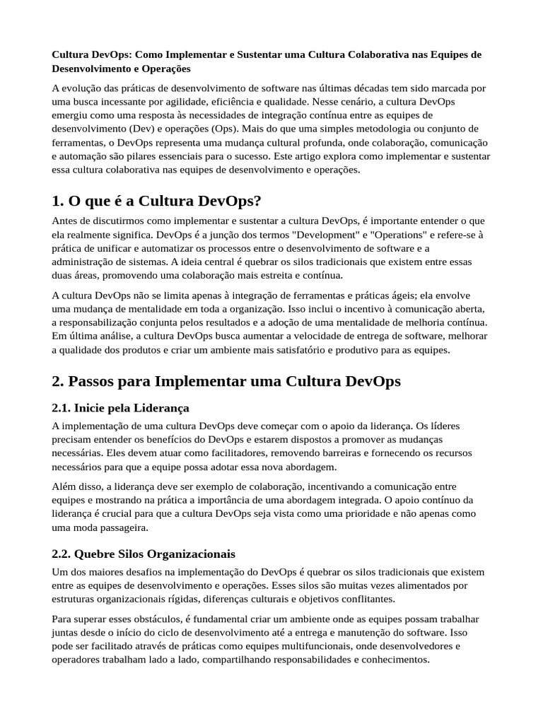 Cultura DevOps | PDF