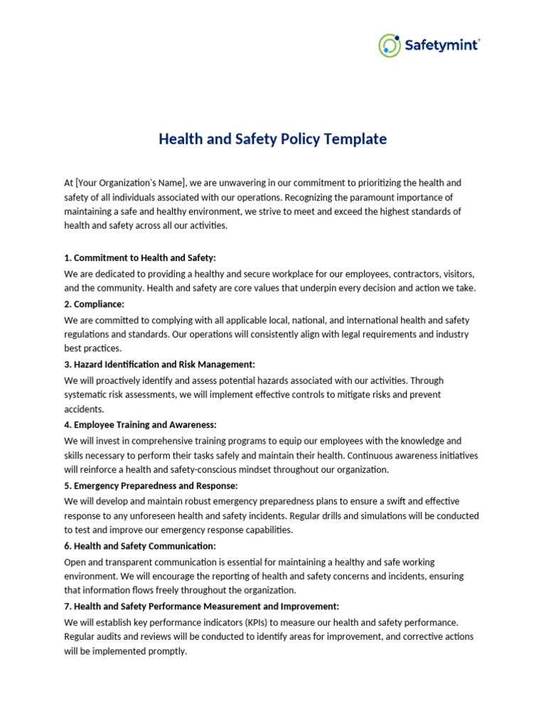 Safety Policy Statement | PDF