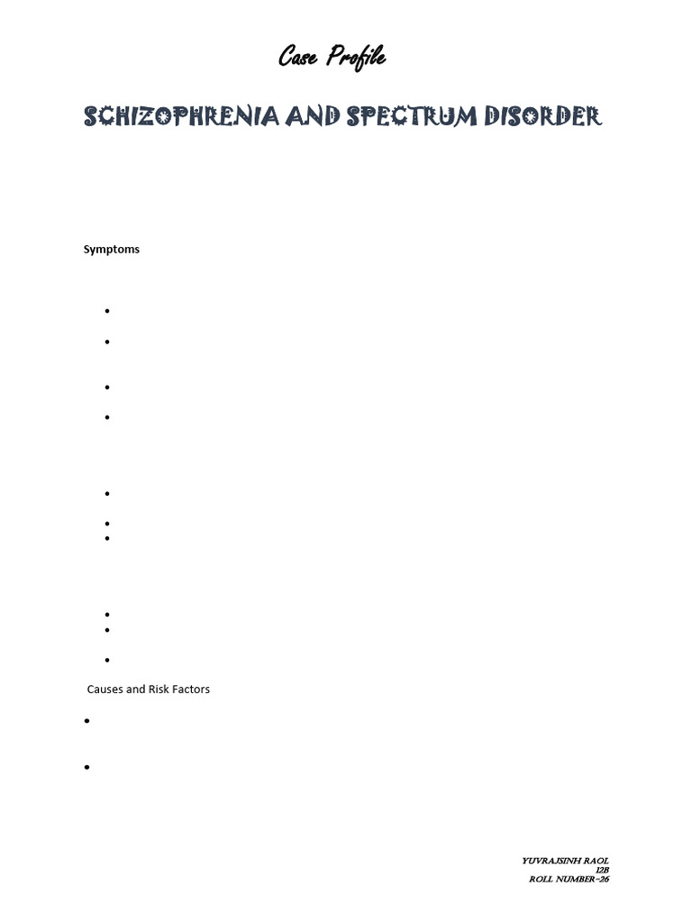 Schizophrenia and Spectrum Disordervv | PDF