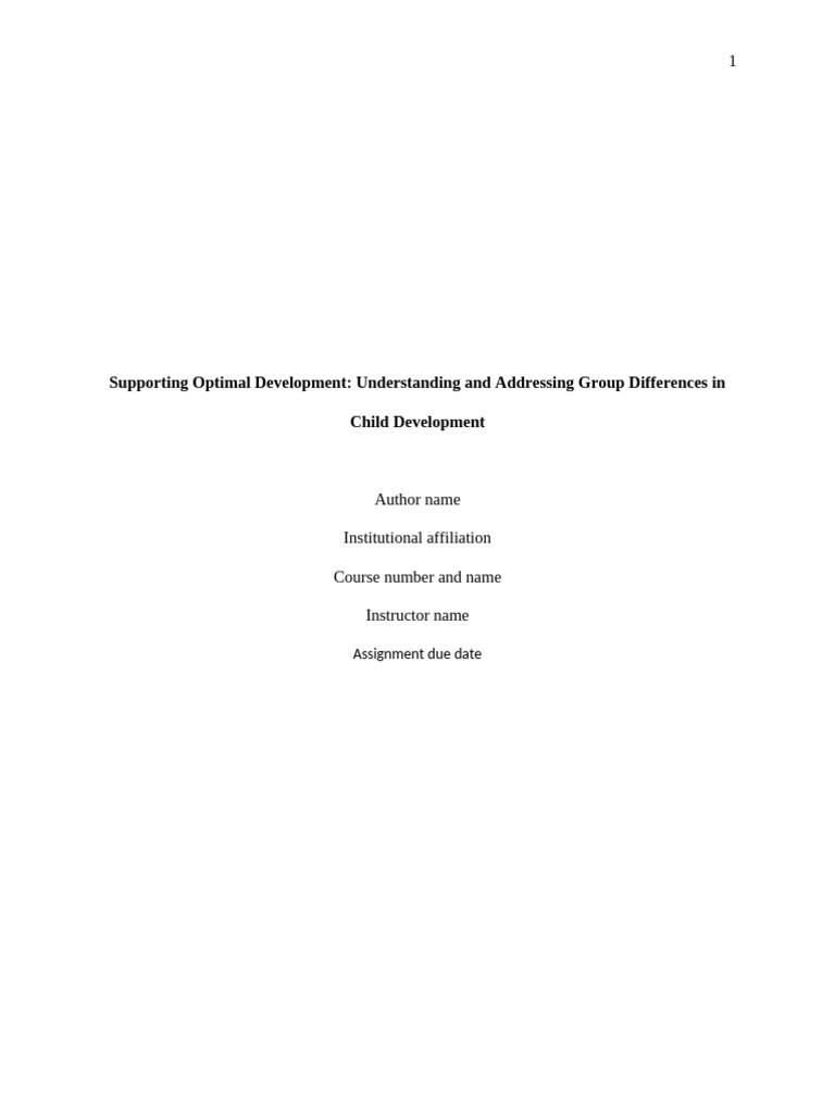 Supporting Optimal Development | PDF