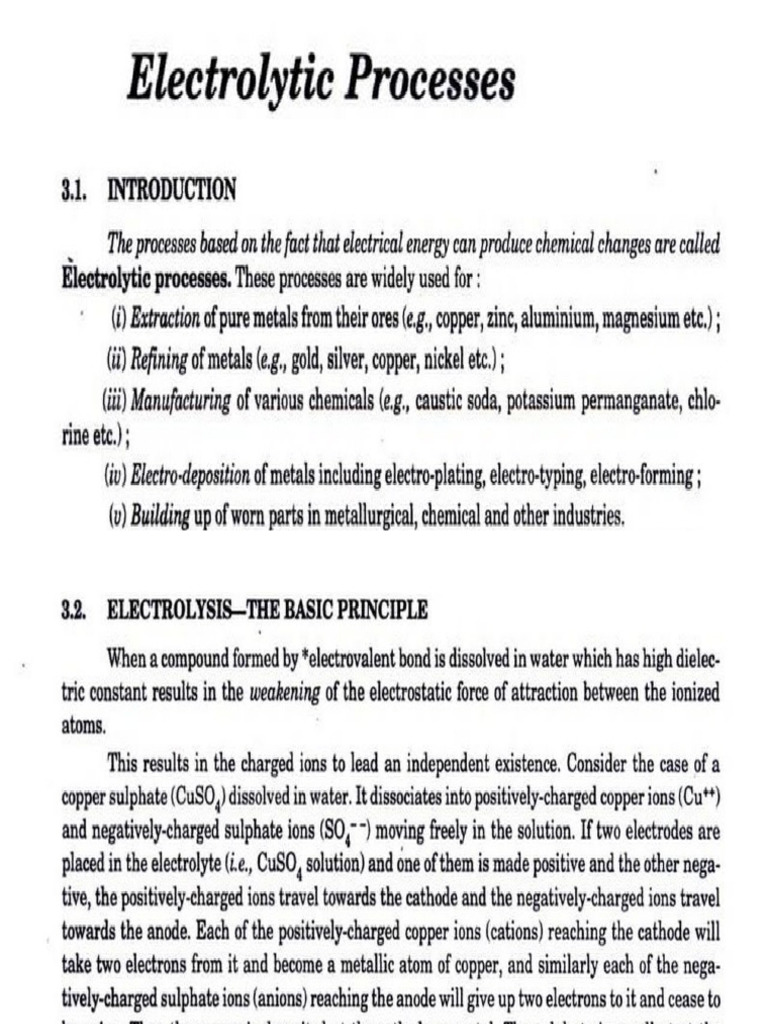 Electrolysis Pdf