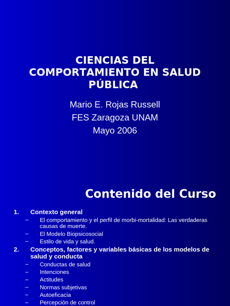Ciencias Del Comportamiento en Salud Pública | PDF | Comportamiento | Tasa de mortalidad
