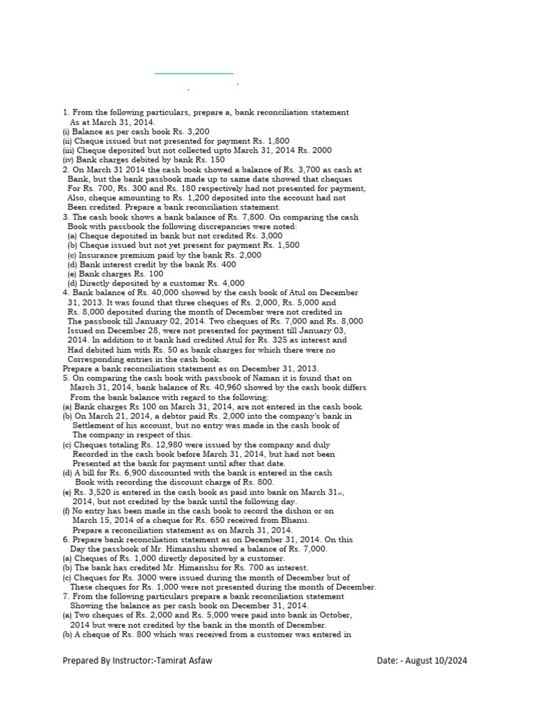 Bank Reconciliation Project | PDF