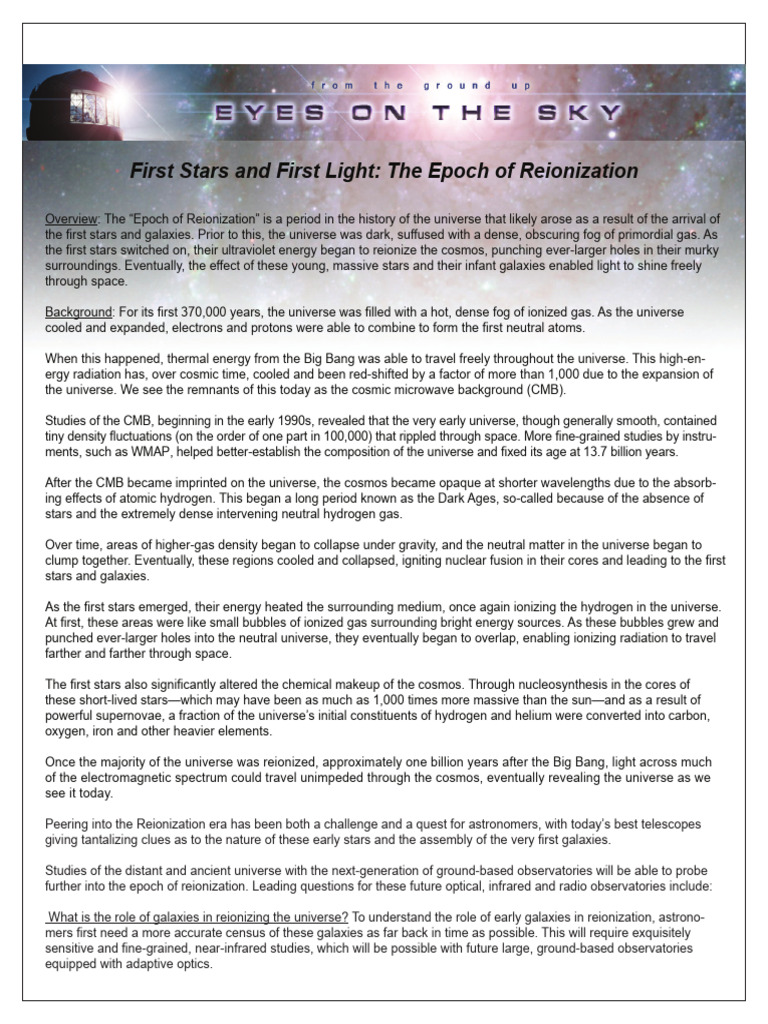 Epoch Reionization | PDF