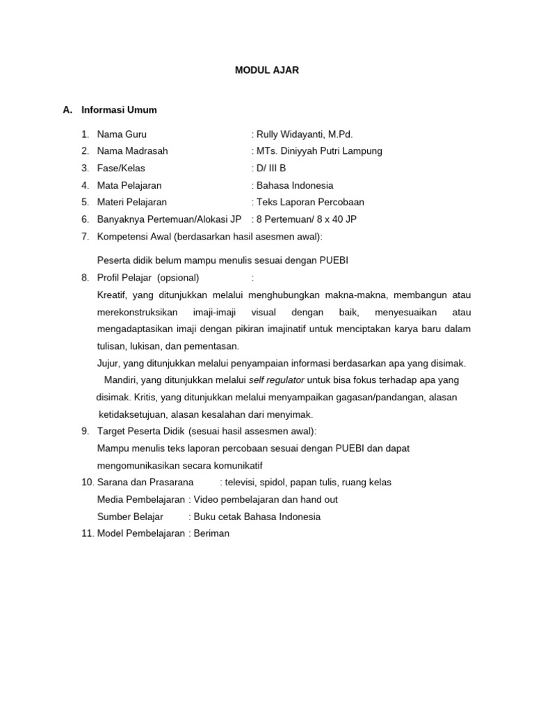 LK 03. Penyusunan Modul Ajar-Fix (1) - Asli | PDF