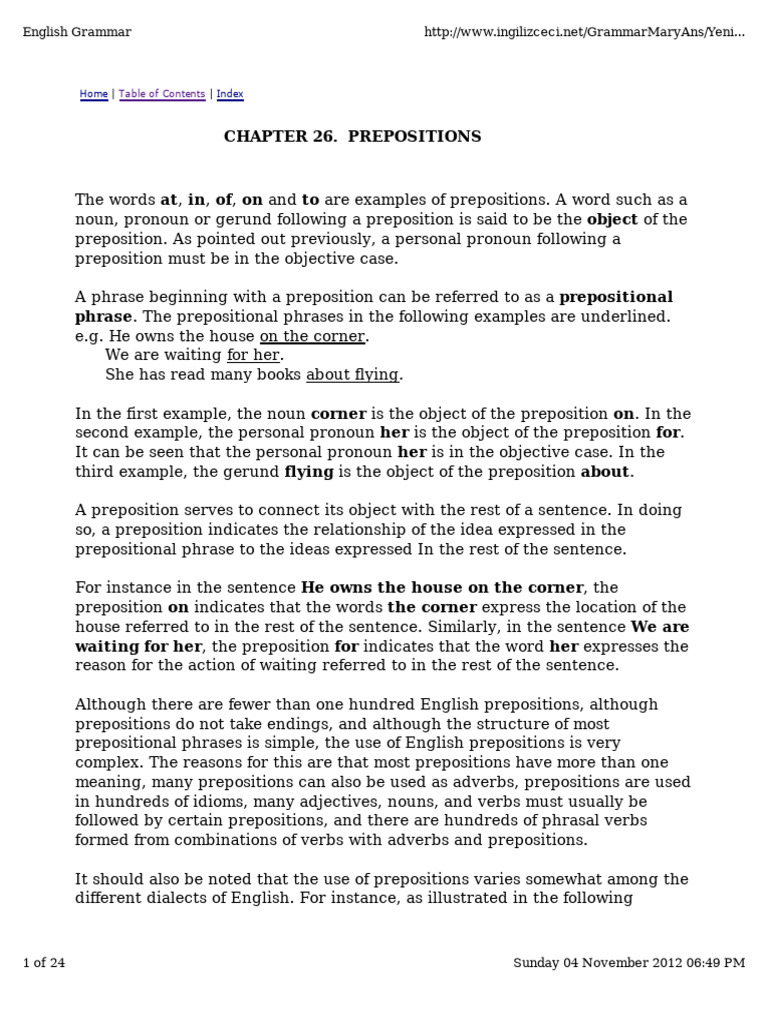 Prepositions | PDF | Preposition And Postposition | Language Arts & Discipline